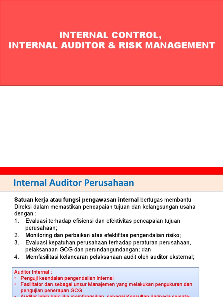 Internal Control, Internal Auditor & Risk Management | PDF | Internal Control | Internal Audit