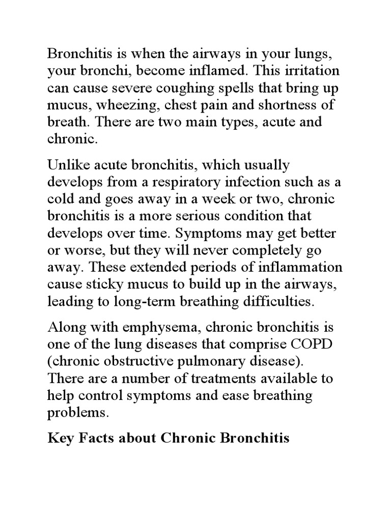 Key Facts About Chronic Bronchitis | PDF