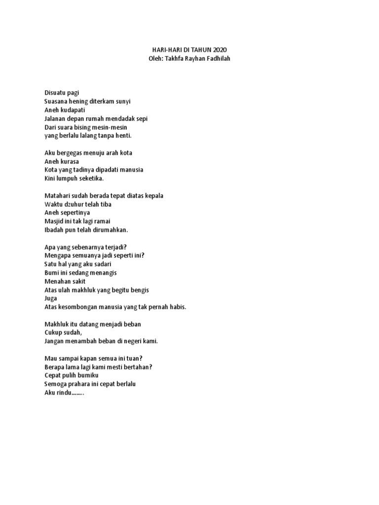 CIPTA PUISI-Takhfa Rayhan Fadhilah, XII IPA 1 PDF | PDF | Perjalanan