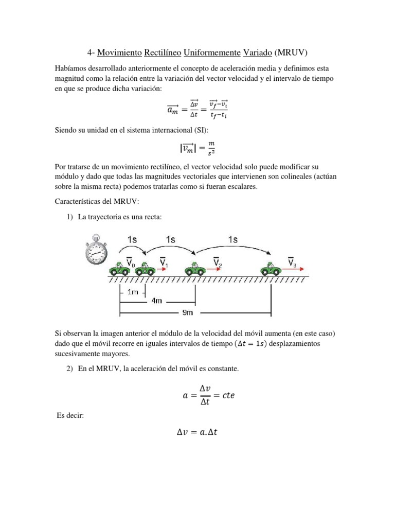 MRUV | PDF | Aceleración | Velocidad