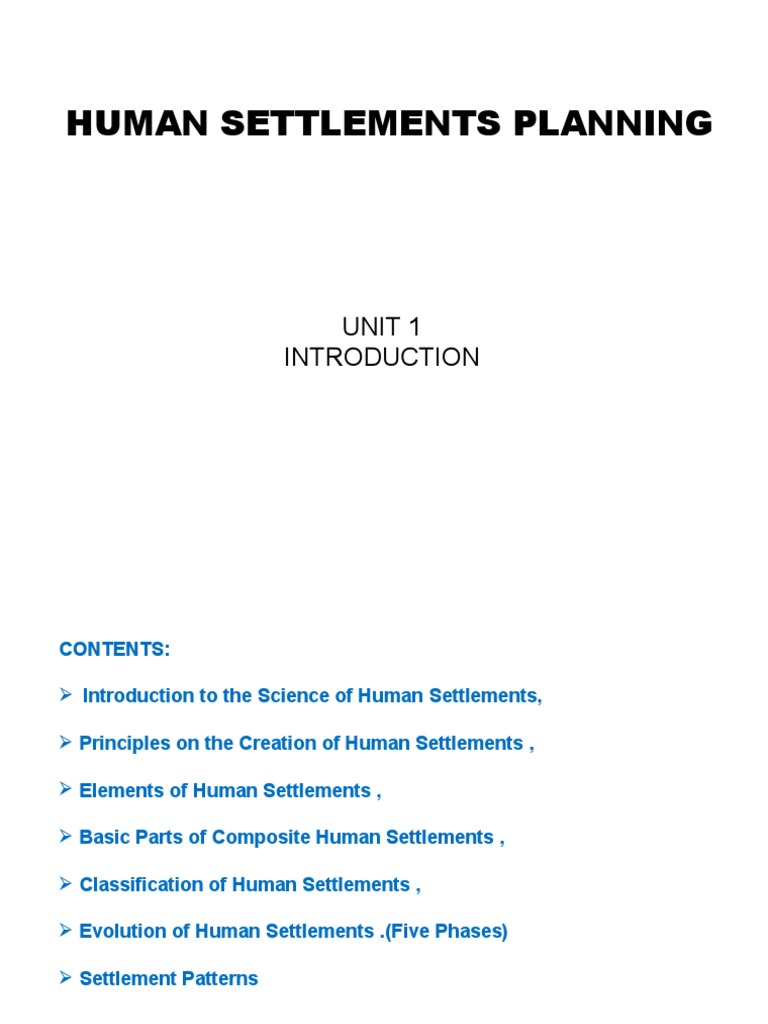 Unit 1 - Introduction (Human Settlements) | PDF | Nature