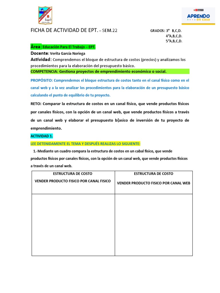 Ficha de Actividad Ept | PDF