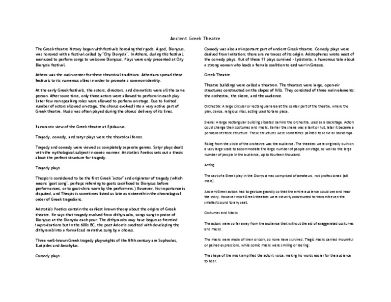 Research - Ancient Greek Theatre | Download Free PDF | Tragedy | Theatre