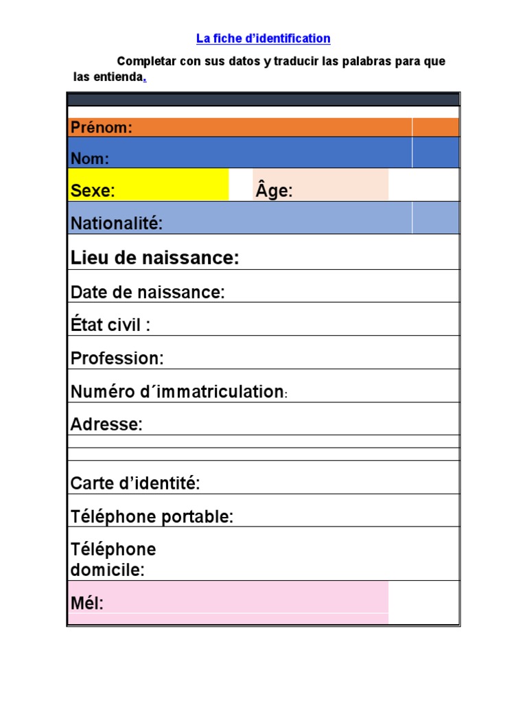 Formulario de Identificación Personal | PDF
