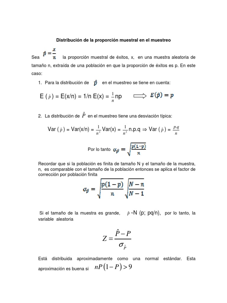 Distribución de La Proporción Muestral en El Muestreo | PDF | Muestreo ...