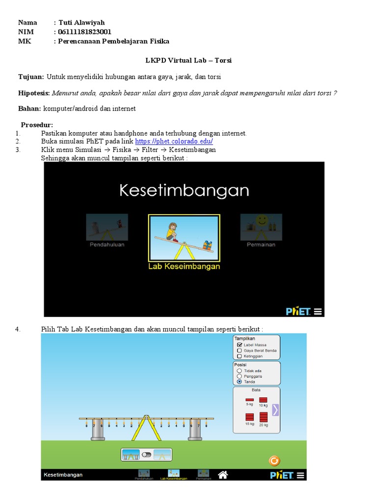 LKPD Virtual Lab - Torsi | PDF