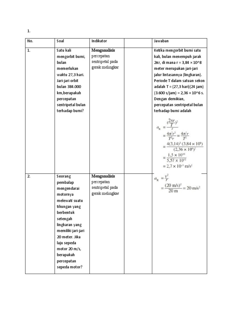 Soal Essai Gerak Melingkar | PDF