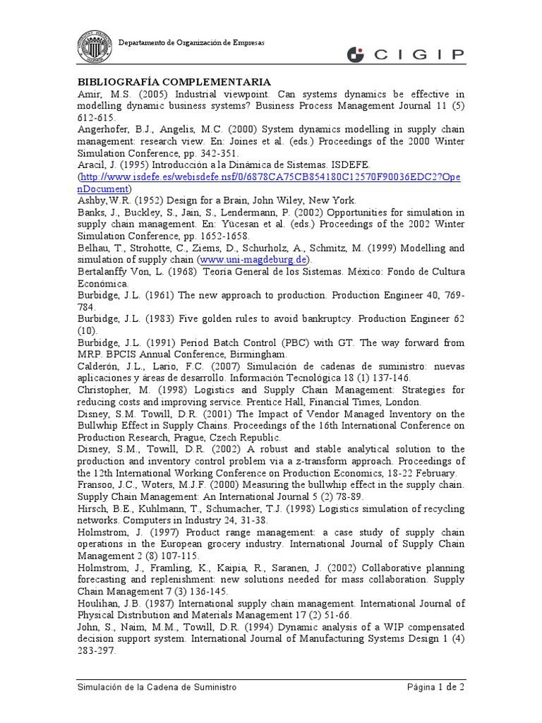 Bibliografia Complementaria | PDF | Supply Chain Management | Business ...