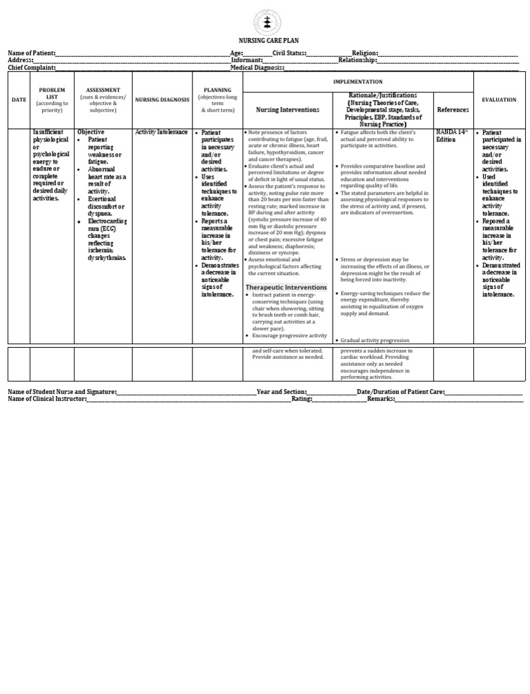Problem List Assessment Nursing Diagnosis Planning Implementation | PDF ...