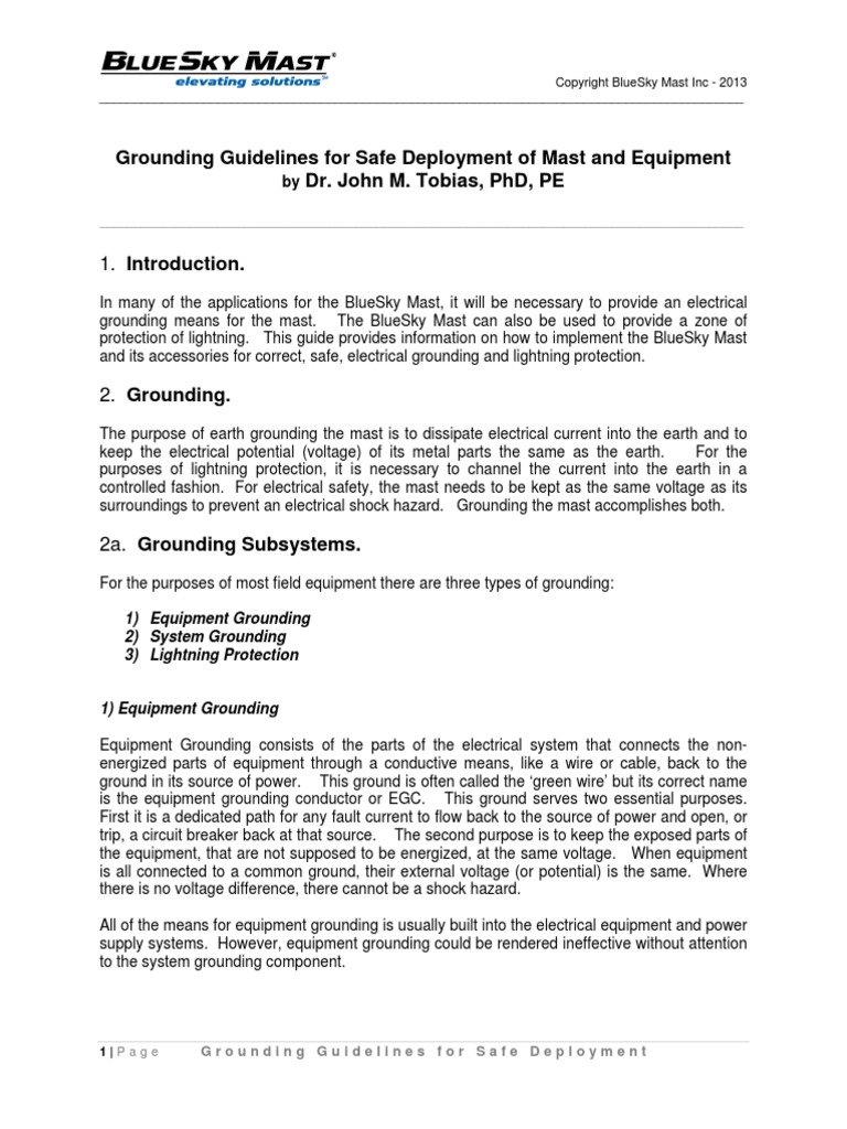BlueSky Mast LP Grounding Guide | PDF | Lightning | Manufactured Goods