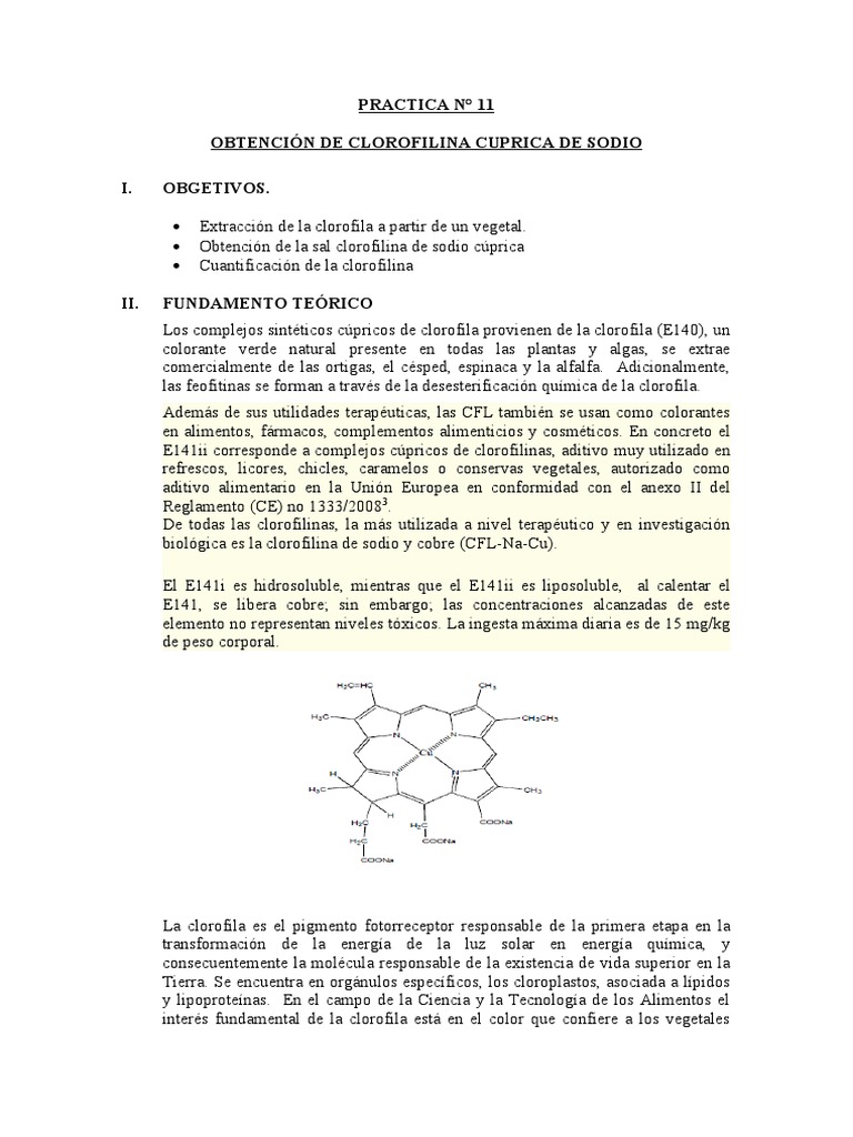 Practica #11 Clorofila y Clorofilinas | PDF | Porfirina | Clorofila