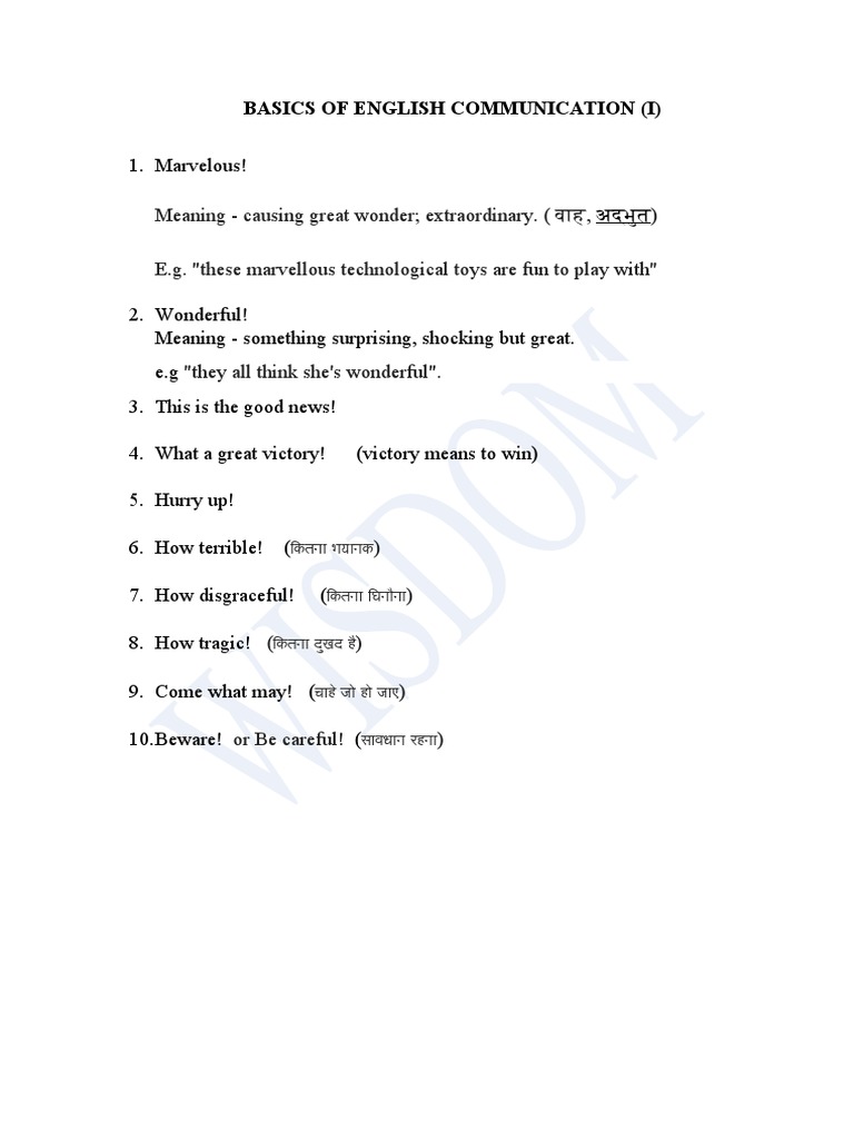 Basics of English Communication | PDF