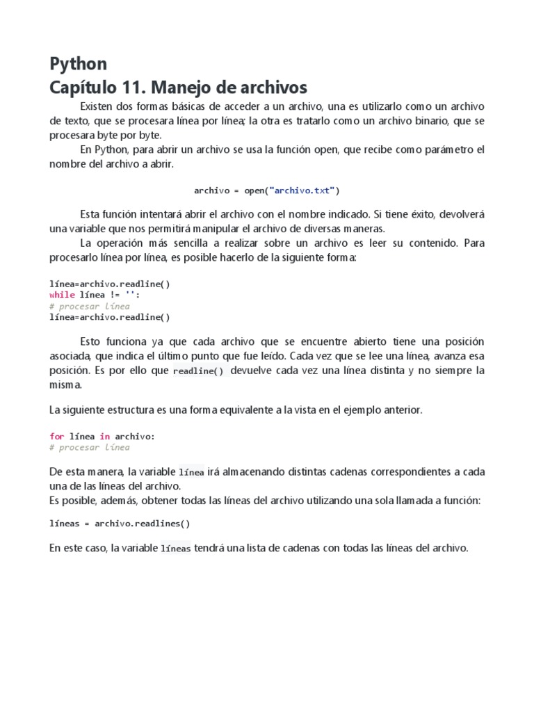 Manjeo de Archivos en Python | PDF | Python (lenguaje de programación) | Archivo de computadora