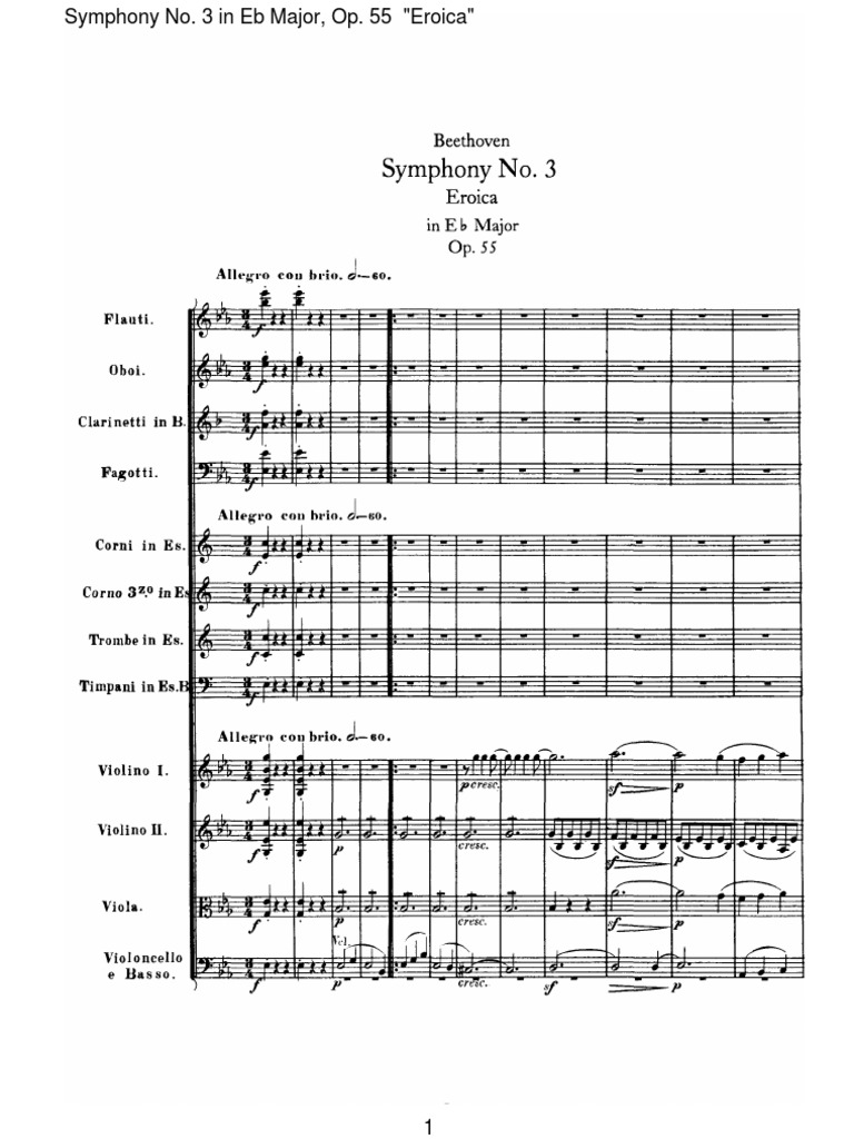 Beethoven - Symphony No 3 in Eb Major, Op 55 'Eroica' | PDF | Symphony ...