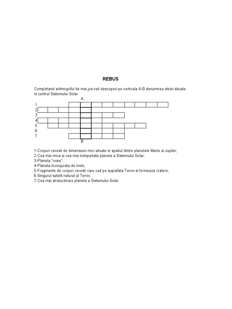 Rebus Sistemul Solar | PDF