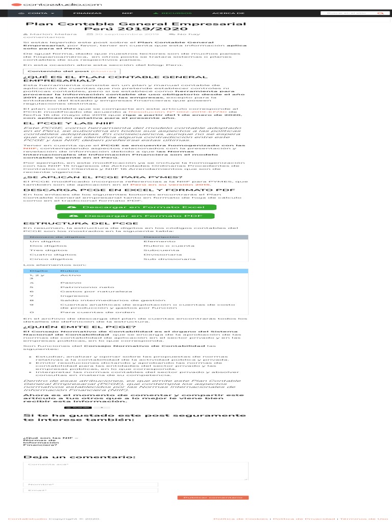 Plan Contable General Empresarial Perú 【2019 - 2020】 | PDF | normas ...
