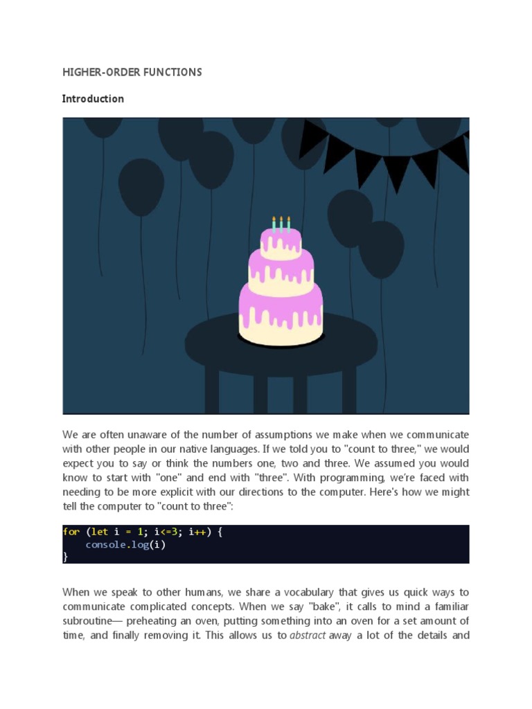 Javascript Higher Order Functions Day3 Pdf Subroutine Parameter Computer Programming