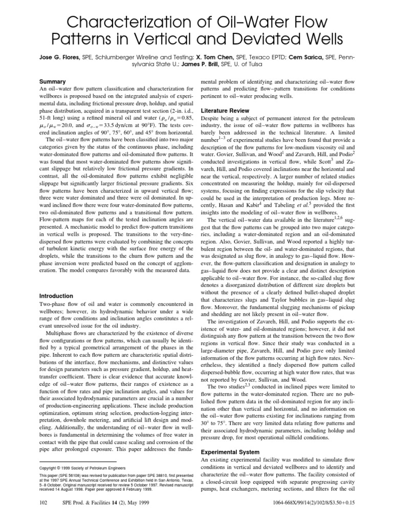Characterization of Oil-Water Flow Patterns in Vertical and Deviated ...