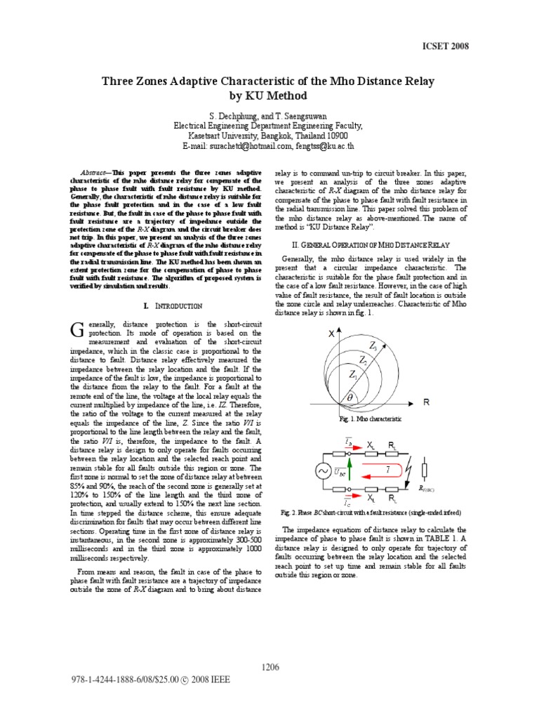 Three Zones Adaptive Characteristic of The Mho Distance Relay by KU ...