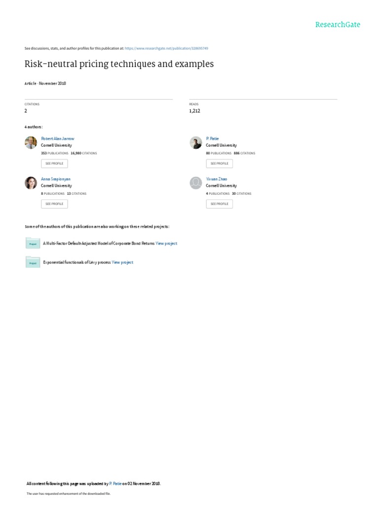 Risk-Neutral Pricing Techniques and Examples: November 2018 | PDF ...
