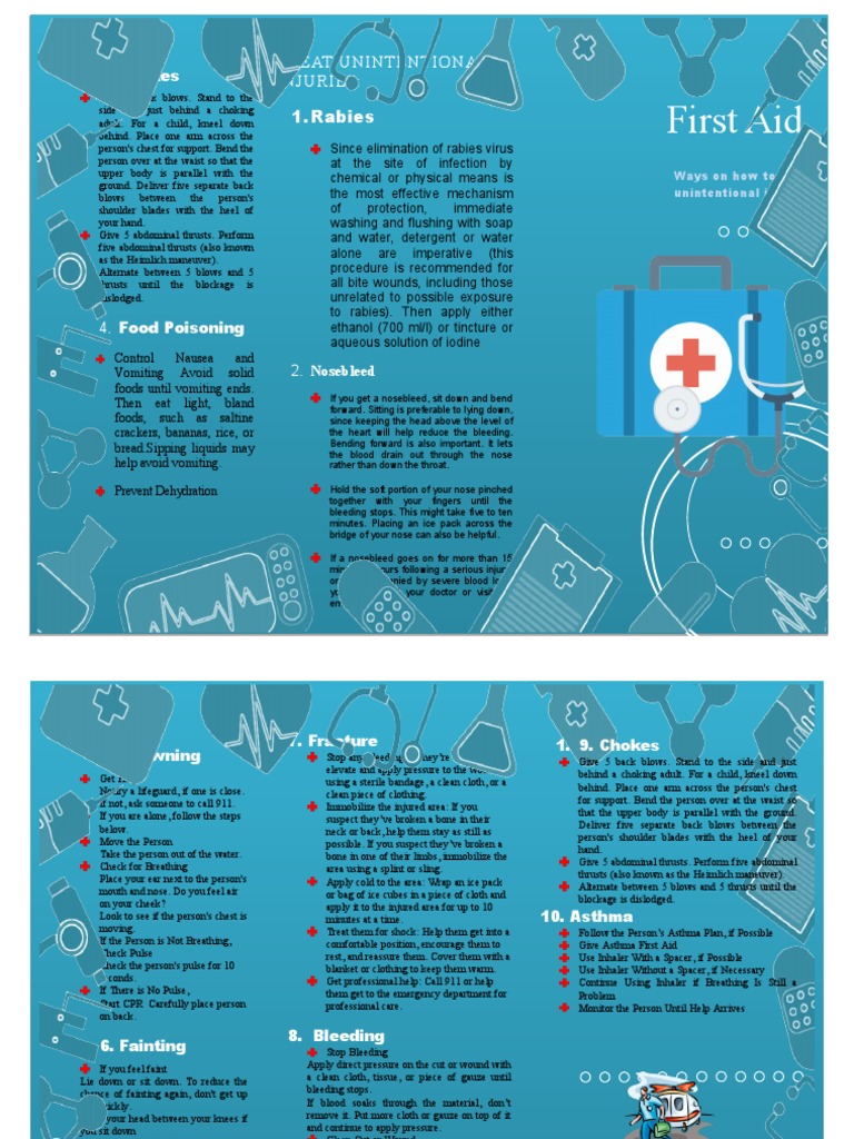 First Aid Brochure | Download Free PDF | Medical Emergencies | Diseases ...