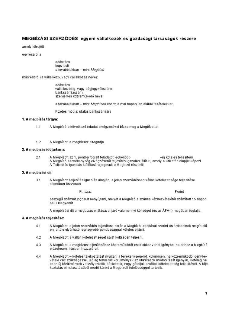 Szerzodes Minta | PDF