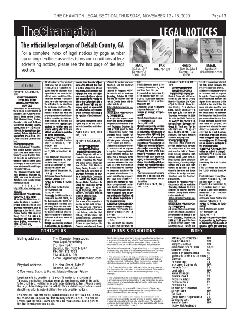 The Champion Legal Ads 11-12-20 | PDF | Request For Proposal | Design