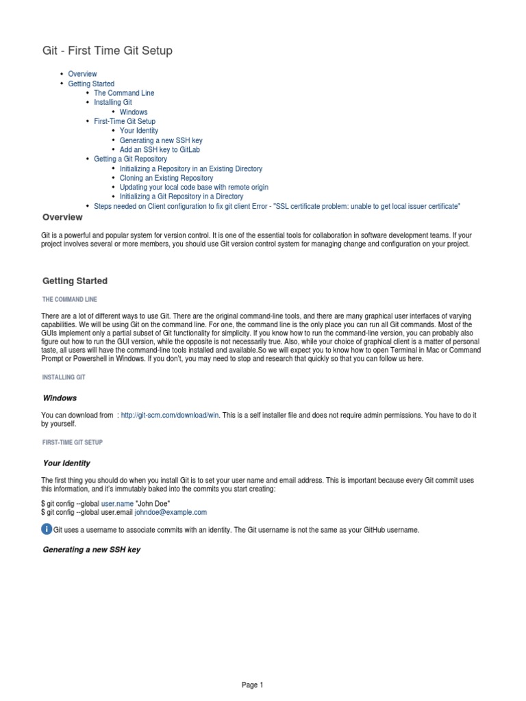 Git - First Time Git Setup: Windows | PDF | Secure Shell | Command Line Interface