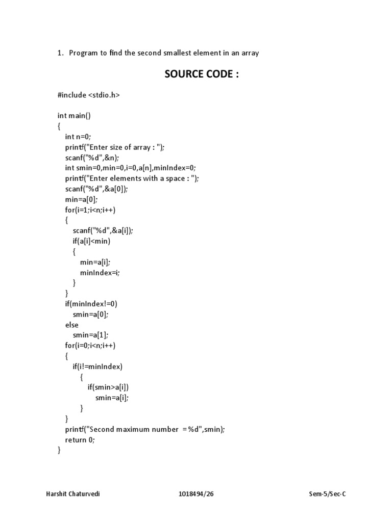 Source Code:: Harshit Chaturvedi 1018494/26 Sem-5/Sec-C | PDF ...