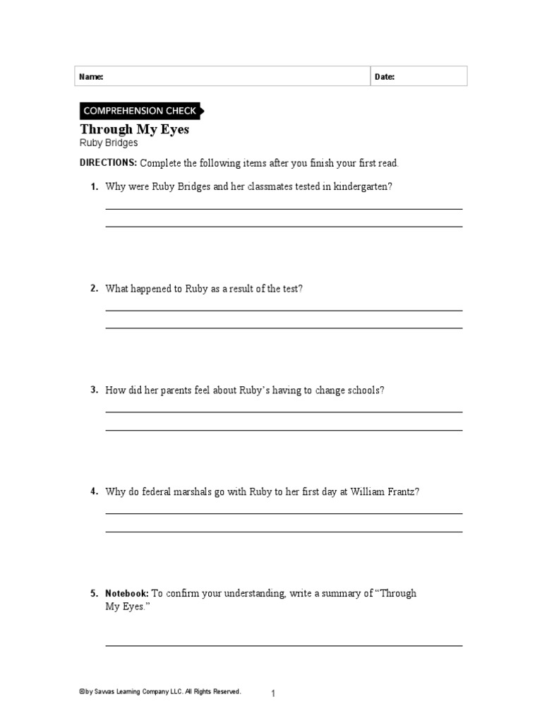 Through My Eyes: Ruby Bridges | PDF | Epistemology | Learning