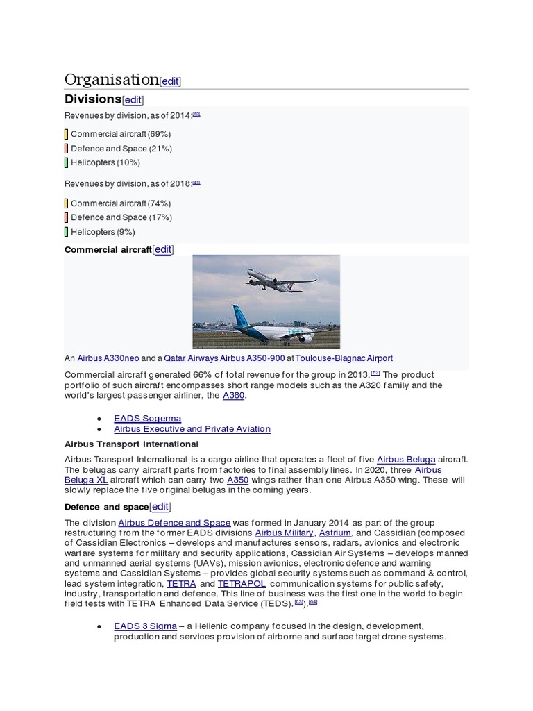 Organisation: Divisions | Download Free PDF | Airbus | Aircraft