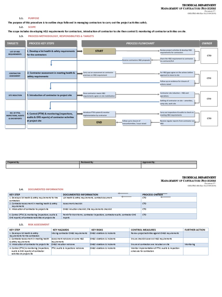 Management of Contractors Procedure | PDF | Occupational Safety And ...