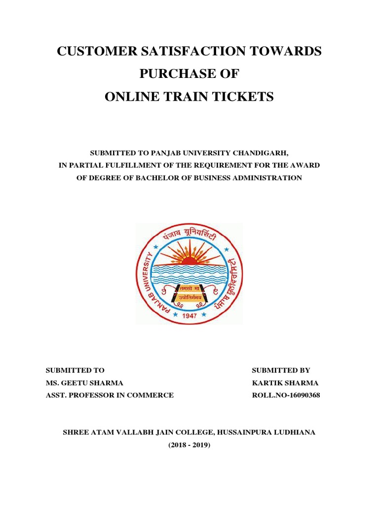 Customer Satisfaction Towards Purchase of Online Train Tickets | PDF ...