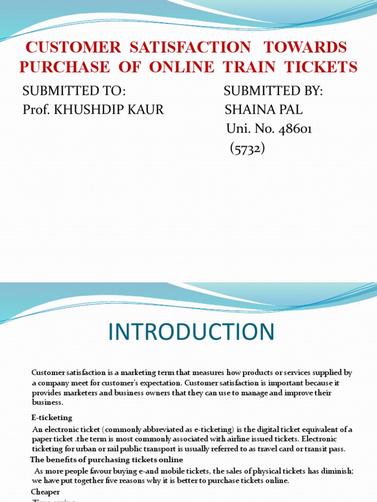 Customer Satisfaction in Online Train Ticketing | PDF | Survey ...