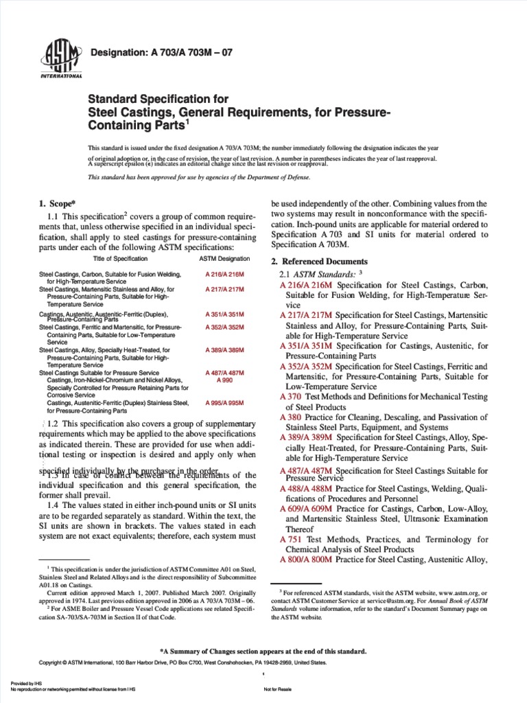 Astm A703 | PDF | Heat Treating | Steel