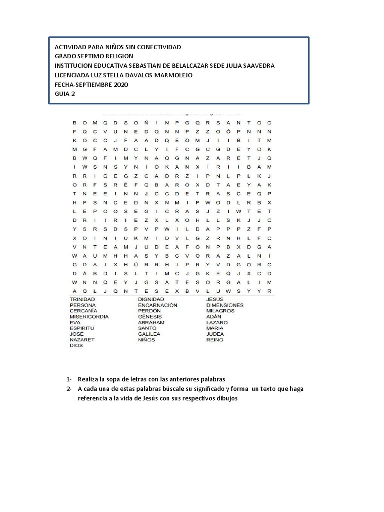 Sopa de letras sobre Jesús para niños | PDF