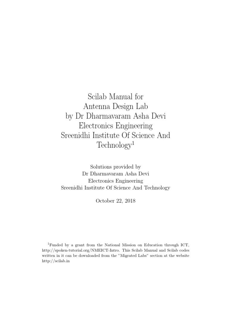 Scilab Manual For Antenna Design Lab by DR Dharmavaram Asha Devi Electronics Engineering ...