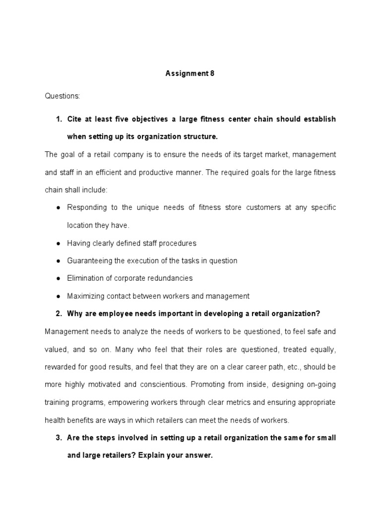 Retail Assignment 8 | PDF | Employment | Retail