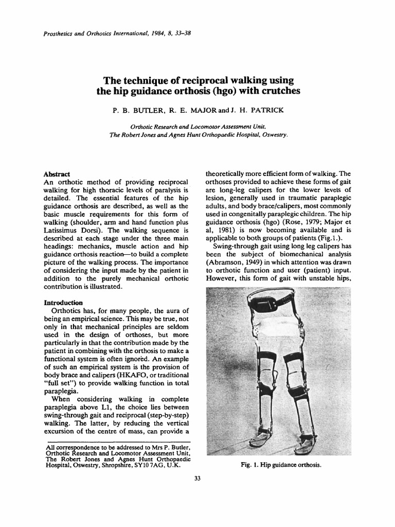 1984 The Technique of Reciprocal Walking Using The Hip Guidance ...