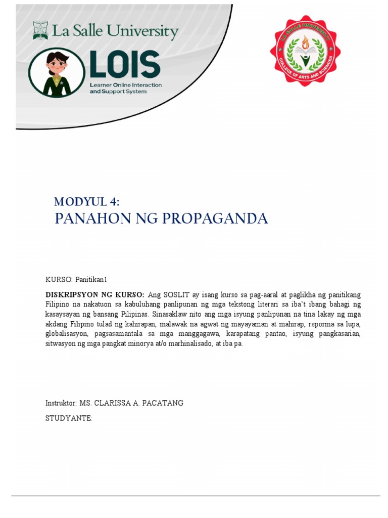 SosLit Modyul 4 Final | PDF