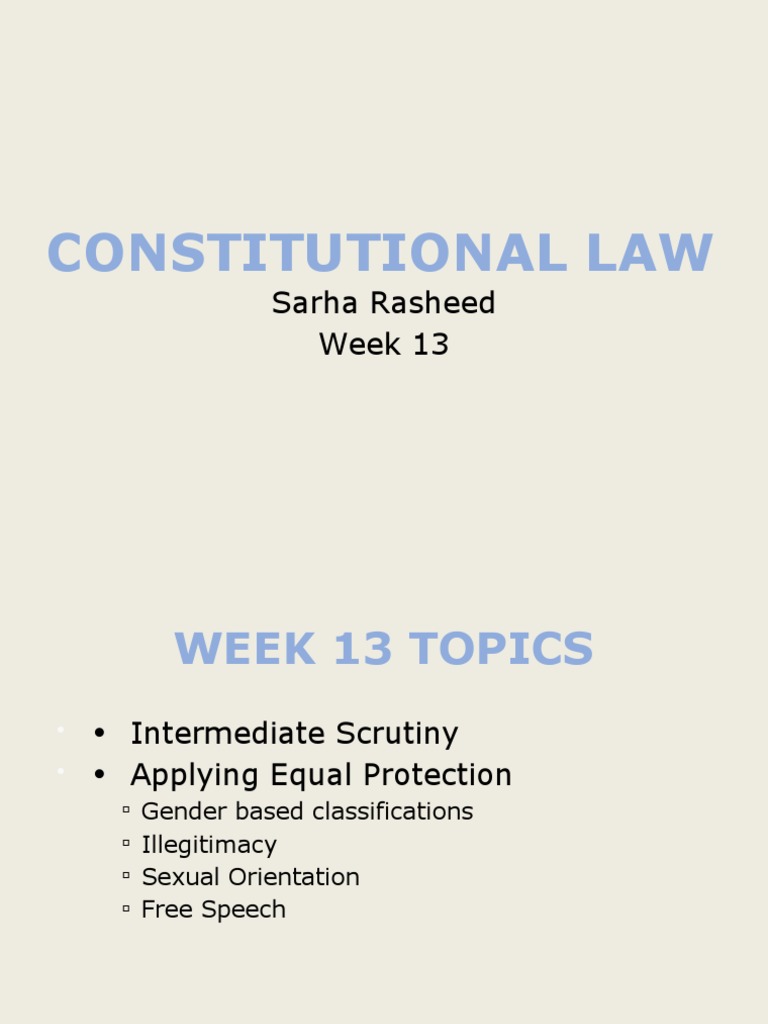Week 13 - Intermediate Scrutiny | PDF | Intermediate Scrutiny | United ...