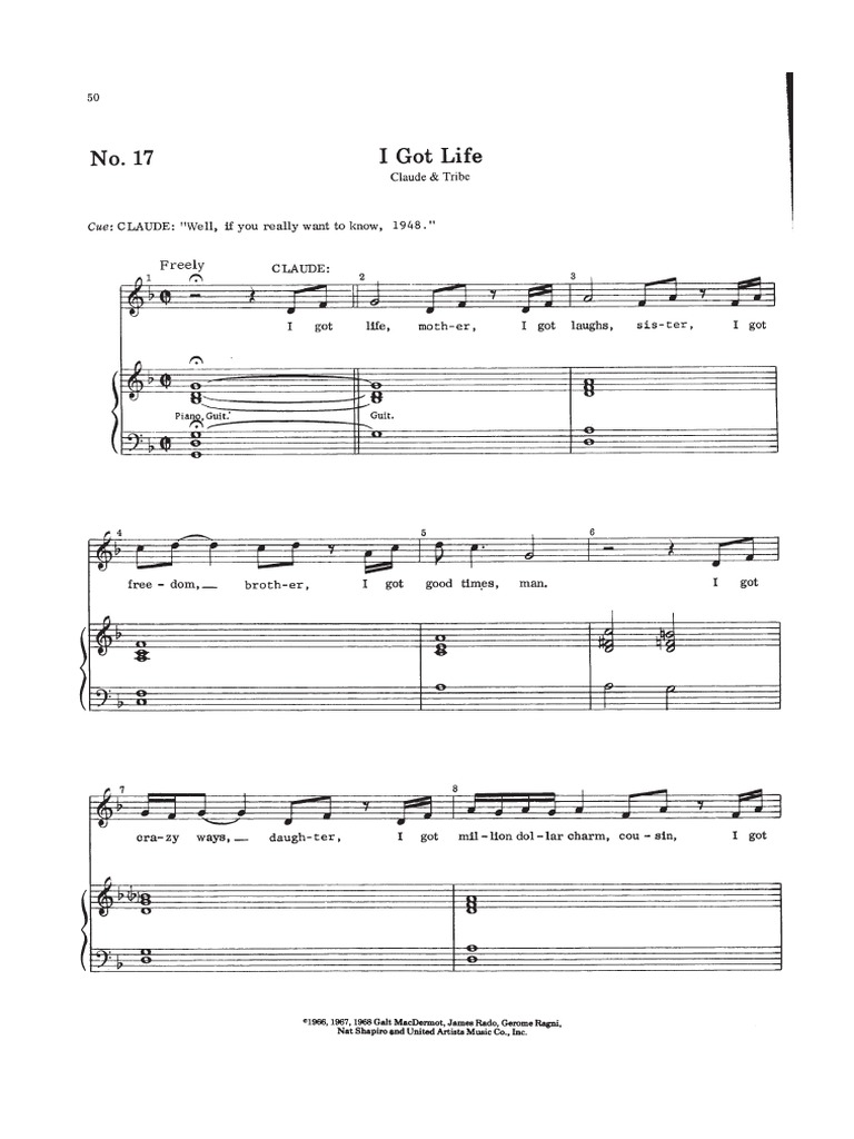 I Got Life - HAIR | PDF