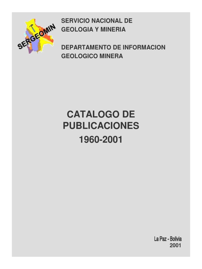 Catalogo Sergeomin 2002 PDF | PDF | Bolivia | Minería