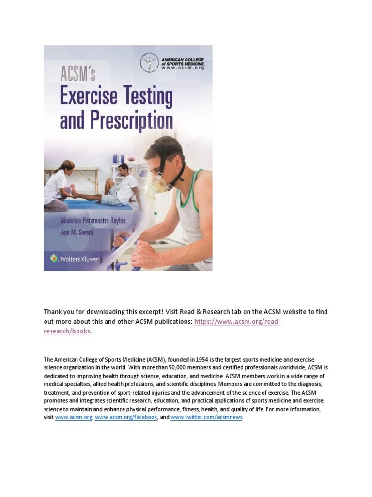 ACSM Exercise Testing Guidelines 11th Ed. | PDF