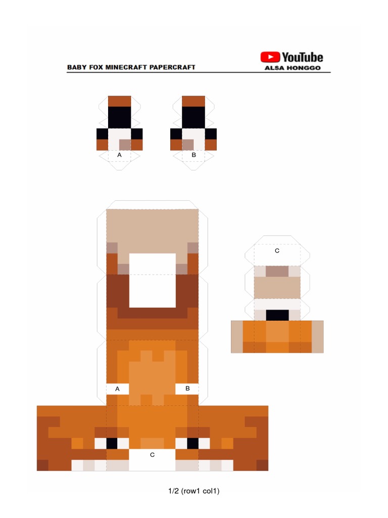 Public Baby Fox Minecraft Papercraft | PDF