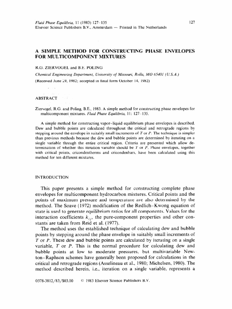 A Simple Method For Constructing Phase Envelopes | PDF | Phase (Matter ...