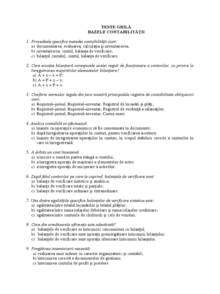 Teste - Admitere - Teste Conta PDF | PDF