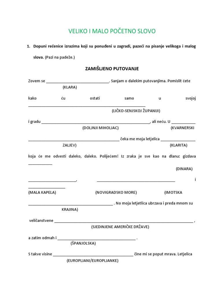 Veliko I Malo Pocetno Slovo | PDF
