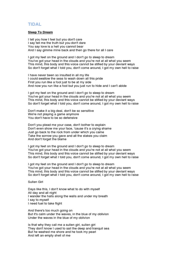 Fiona Apple All Lyrics | PDF