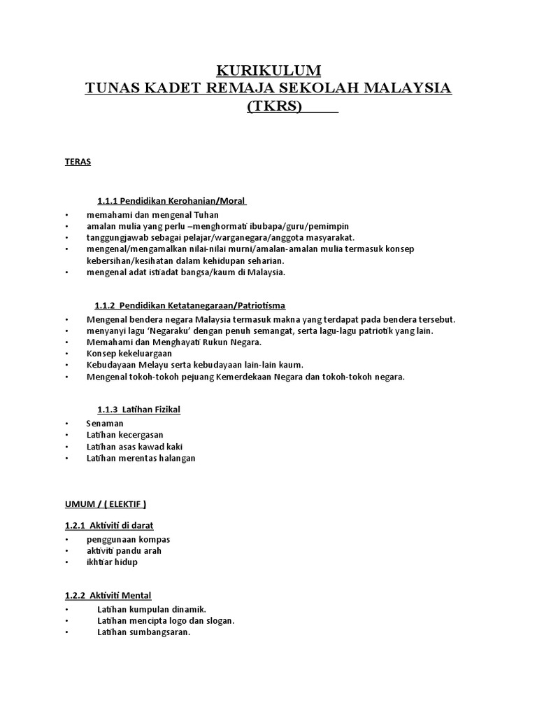 Kurikulum TKRS | PDF